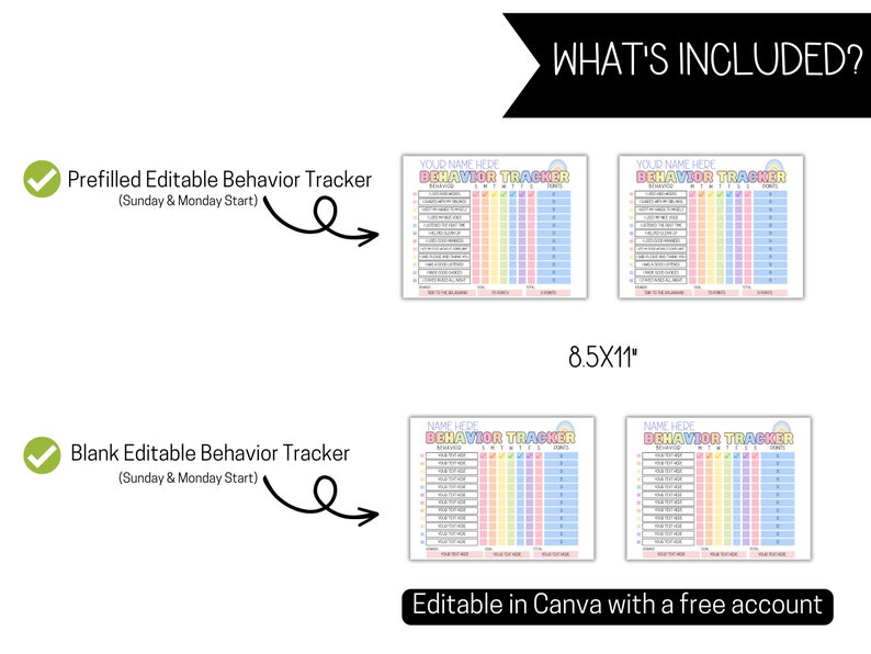 Editable Behavior Tracker for Kids, Good Behavior Chart, Toddler Kid ...
