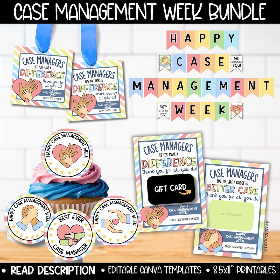 Case Manager Week Appreciation Gift Tag Banner Bundle, Case Management ...