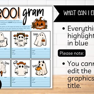 PTA PTO Spooky Boo Gram Fundraiser Flyer Template, School Fundraiser ...
