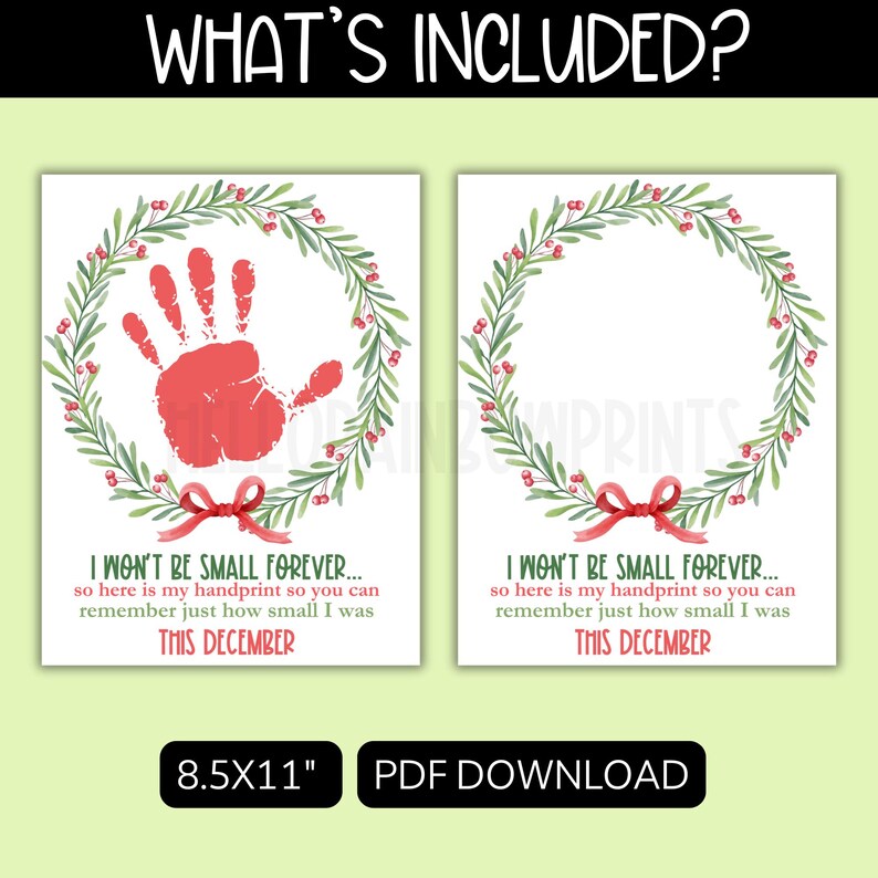 Christmas Holiday Wreath Poem Handprint Art Craft, Preschool Toddler ...