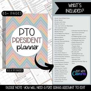 EDITABLE PTO President Leader Binder Template Bundle, PTO Membership ...