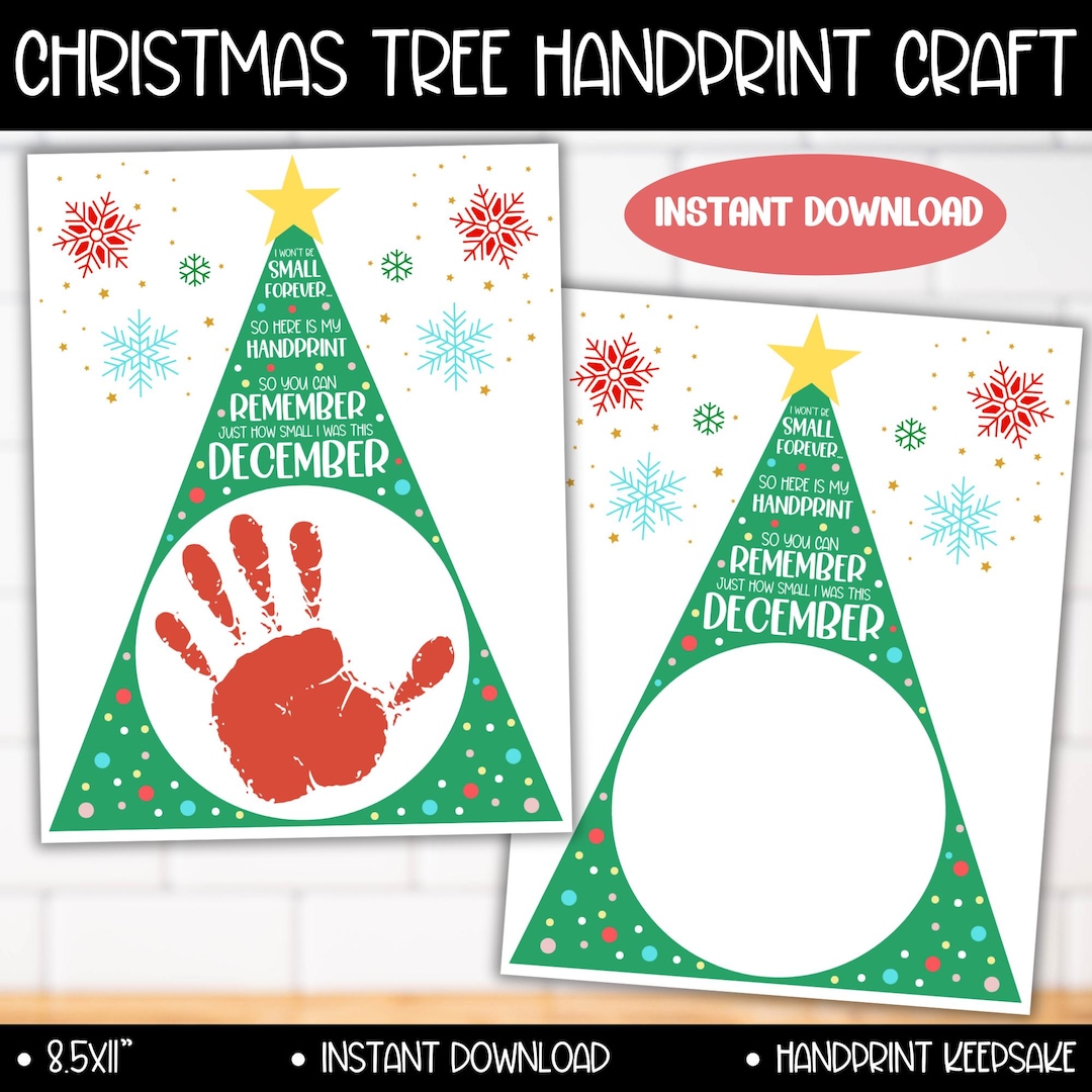 Christmas Tree Poem Handprint Craft Art Printable, DIY Holiday Xmas ...