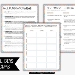 PTA President Planner Binder Printable Calendar Sign-in Budget ...