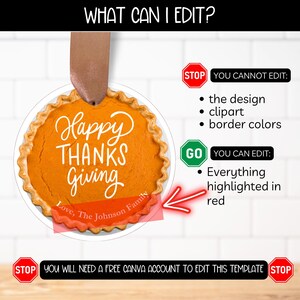 Editable Thanksgiving Round Gift Tags for Kids Teachers Employees ...