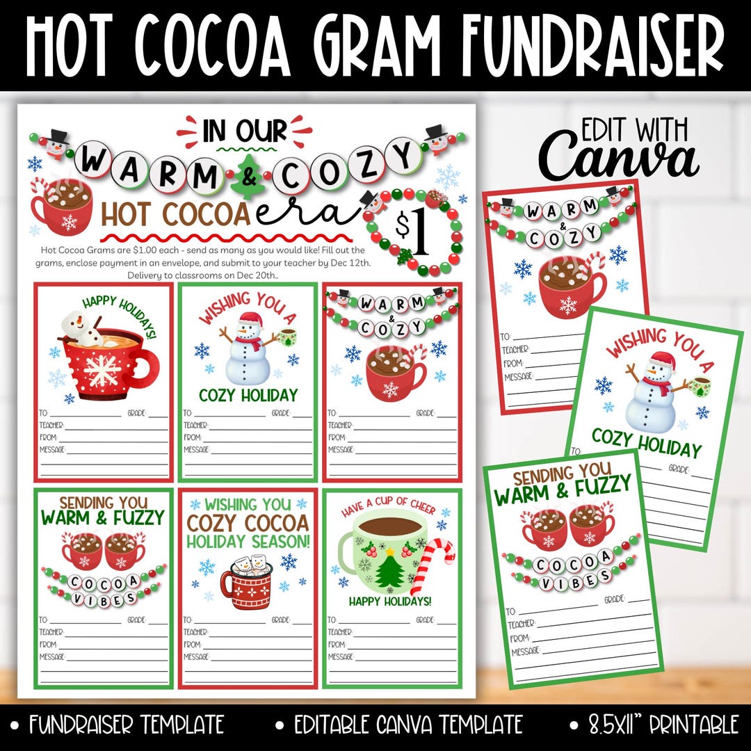 Hot Cocoa Gram Fundraiser Flyer Template, Pop Star Candy Cane Grams ...