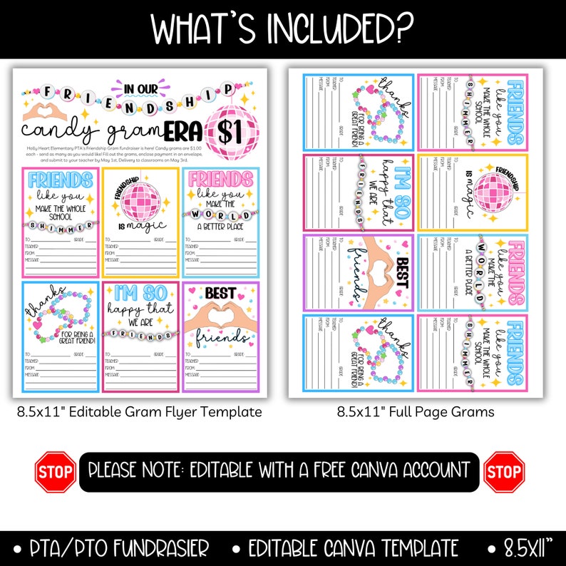 Valentine's Day Friendship Pop Star Grams Fundraiser Flyer Template ...