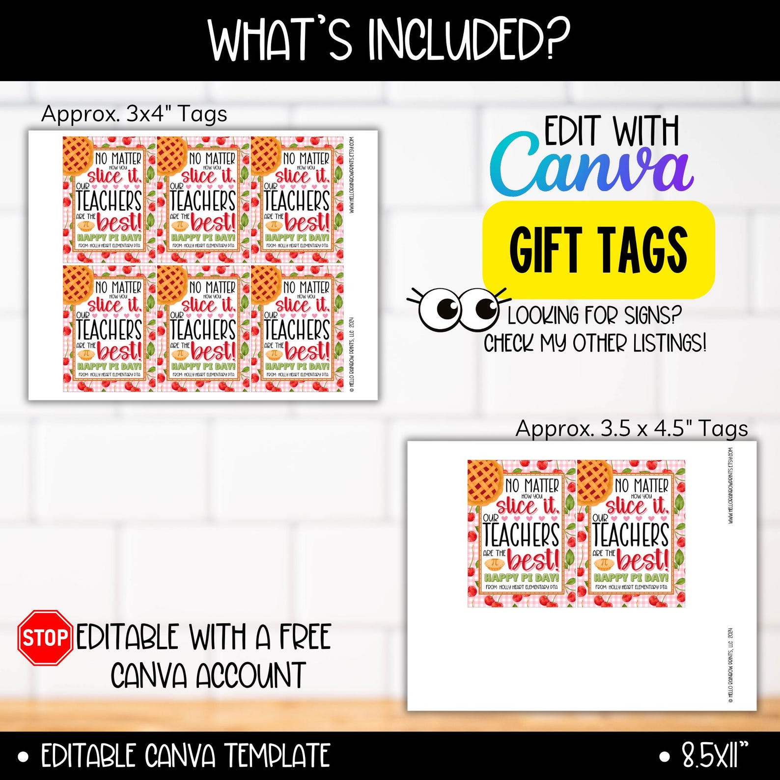 Pi Day Teacher Staff Pie Appreciation Gift Printable Tags, No Matter ...