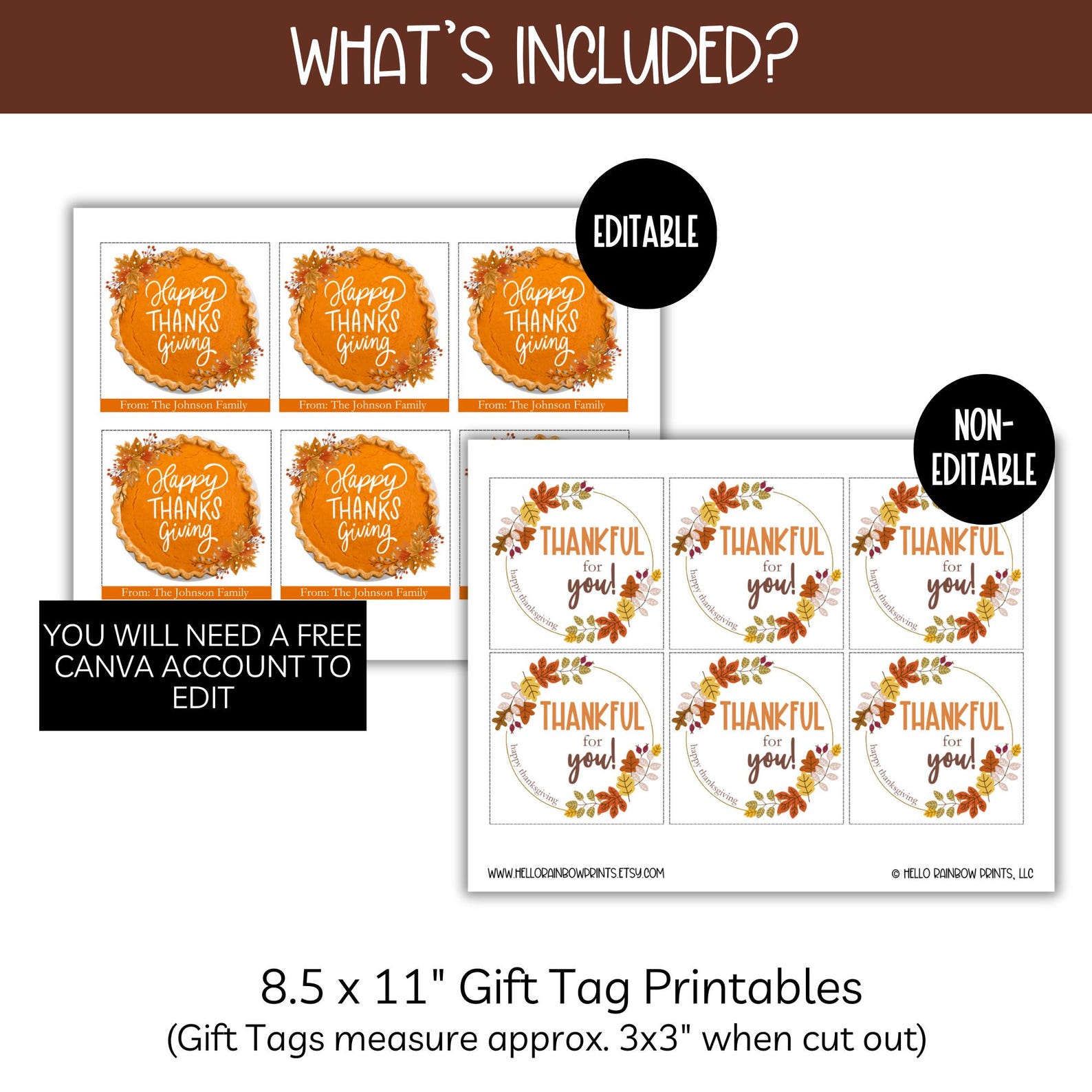 Editable Thanksgiving Pumpkin Pie Gift Tags for Teacher Coworkers ...