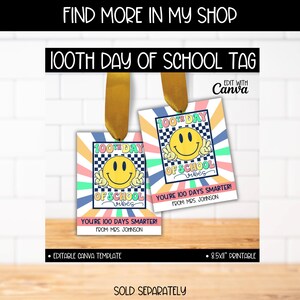 Happy 100th Day of School Cookie Treat Gift Tags, One Hundred Days of ...