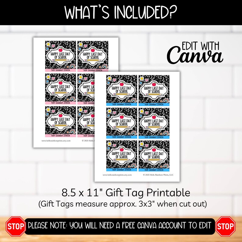Last Day of School Teacher Staff Appreciation Composition Gift Tag, End ...
