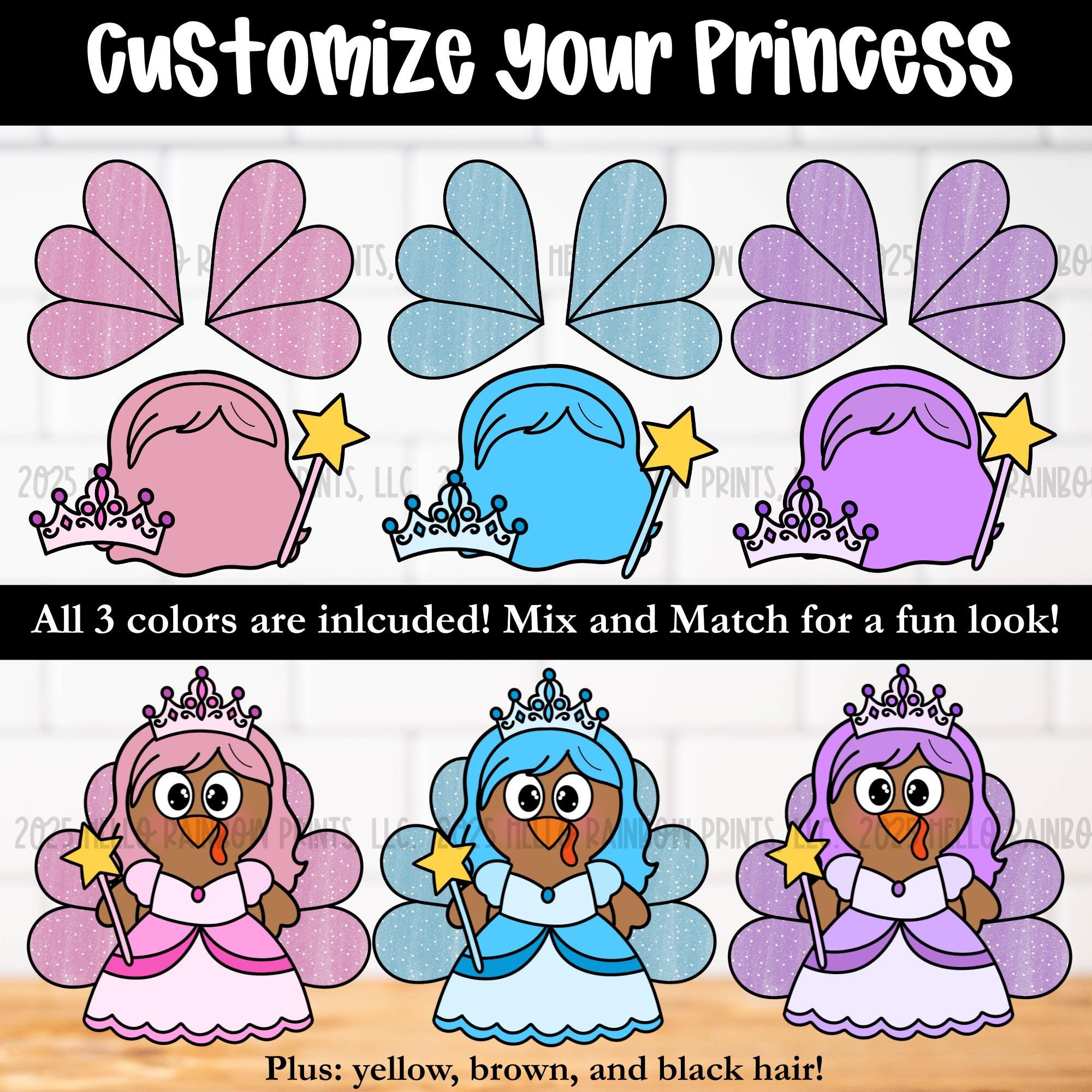Pink Princess Turkey Disguise Costume Craft Kit, Girls Purple ...