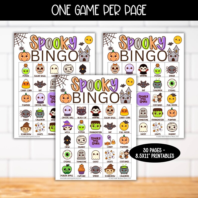 Halloween BINGO Game for Kids, Spooky Classroom Group Games Printable ...