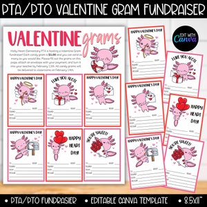 Valentine's Day Axolotl Candy Gram Lollipop Tag Holder, Printable PTA ...