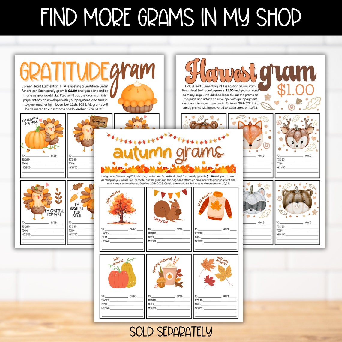 PTA PTO Gobble Gram Fundraiser Flyer Template, Autumn School Fundraiser ...