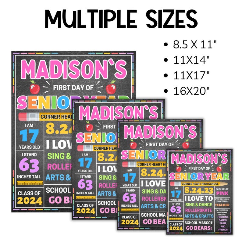 First Day of Senior Year Sign, 1st Day of 12th Grade High School ...