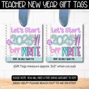 2025 New Year Teacher Flair Pen Gift Tag, Happy New Year Welcome Back ...