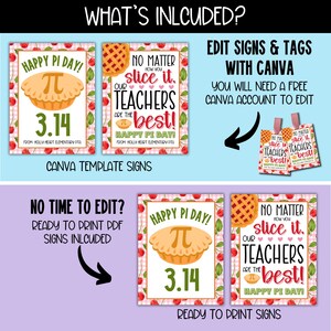 Pi Day Teacher Staff Appreciation Sign Posters Gift Tag Bundle, 3.14 ...
