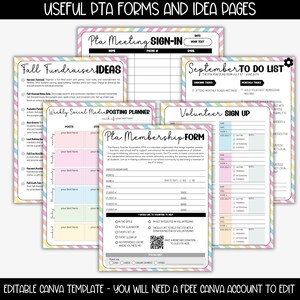 Editable PTA President Planner Canva BUNDLE, Membership Forms ...