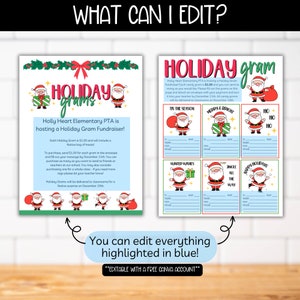 PTA PTO Holiday Gram Fundraiser Flyer Canva Template, Candy Cane Grams ...