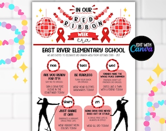 Red Ribbon Week Flyer *edit With Canva* - Etsy