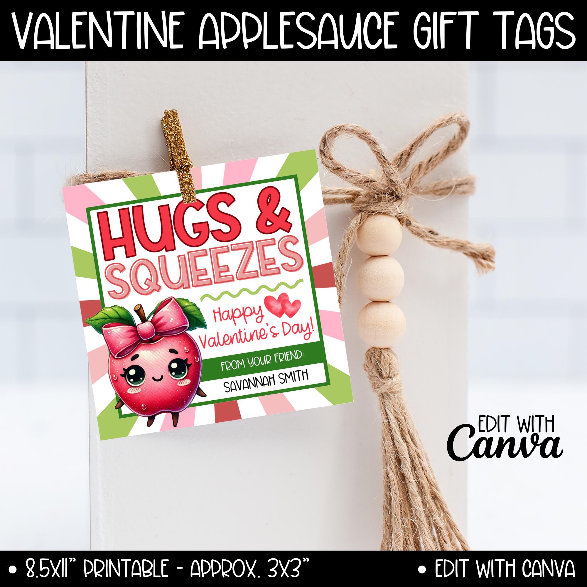 Valentine's Day Applesauce Cards, Valentine Apple Sauce Pouch Class ...