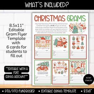 PTA PTO Retro Christmas Holiday Gram Fundraiser Flyer Template, Winter ...
