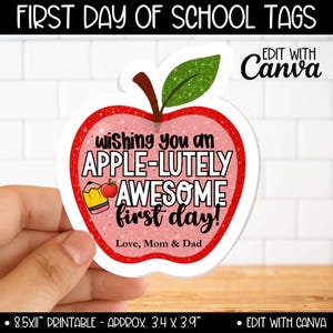 Back to School Apple Gift Tag Card for Kid, First Day Teacher Student ...