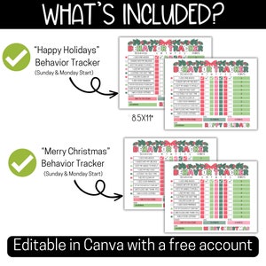 Christmas Editable Behavior Tracker for Kids, Holiday Classroom Student ...