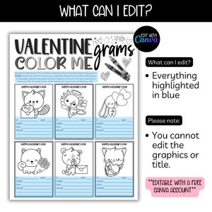 Valentine's Day Coloring Candy Gram Fundraiser Flyer Forms Tag Template ...