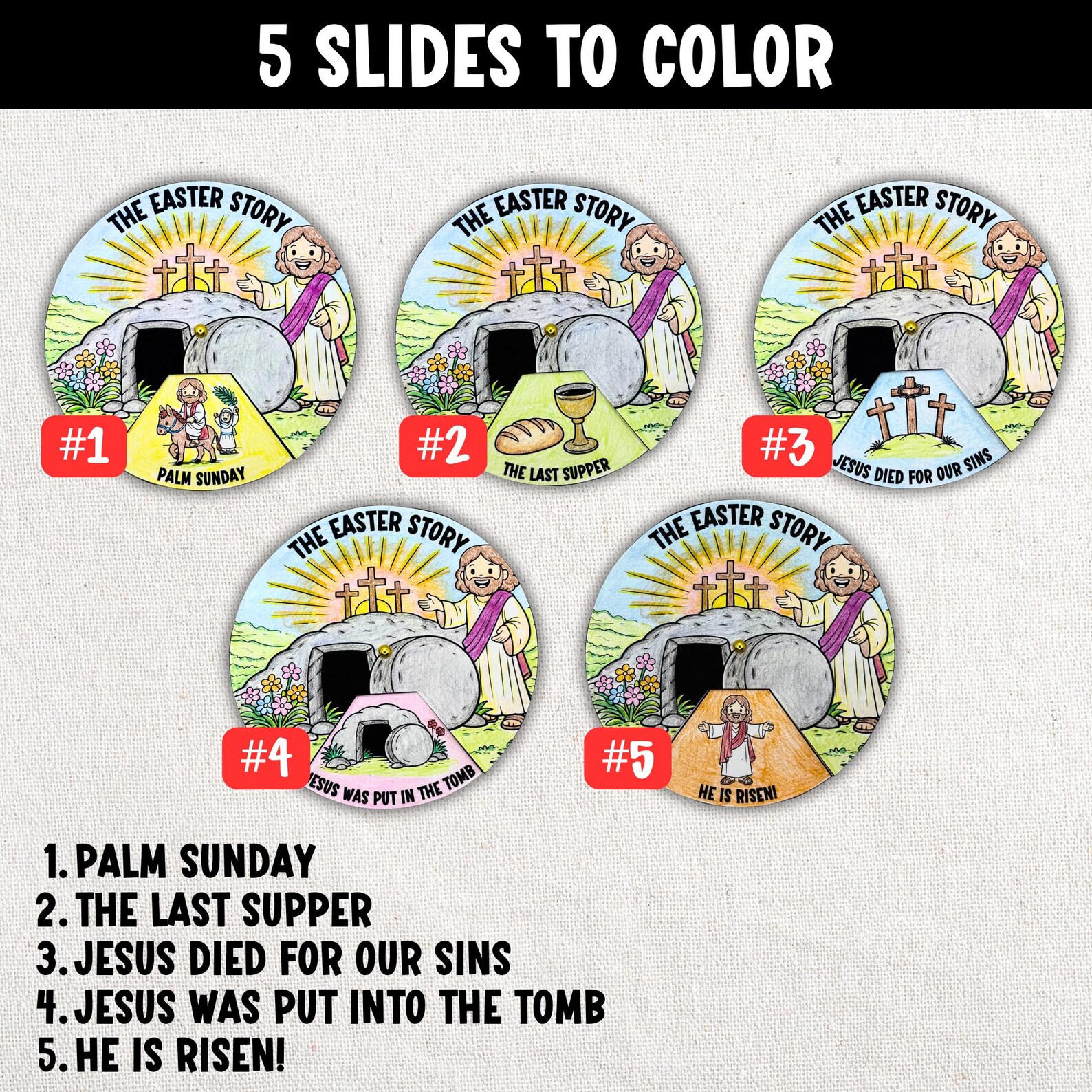 Easter Story Spinner Craft Printable, Bible Faith-based Activity Wheel ...