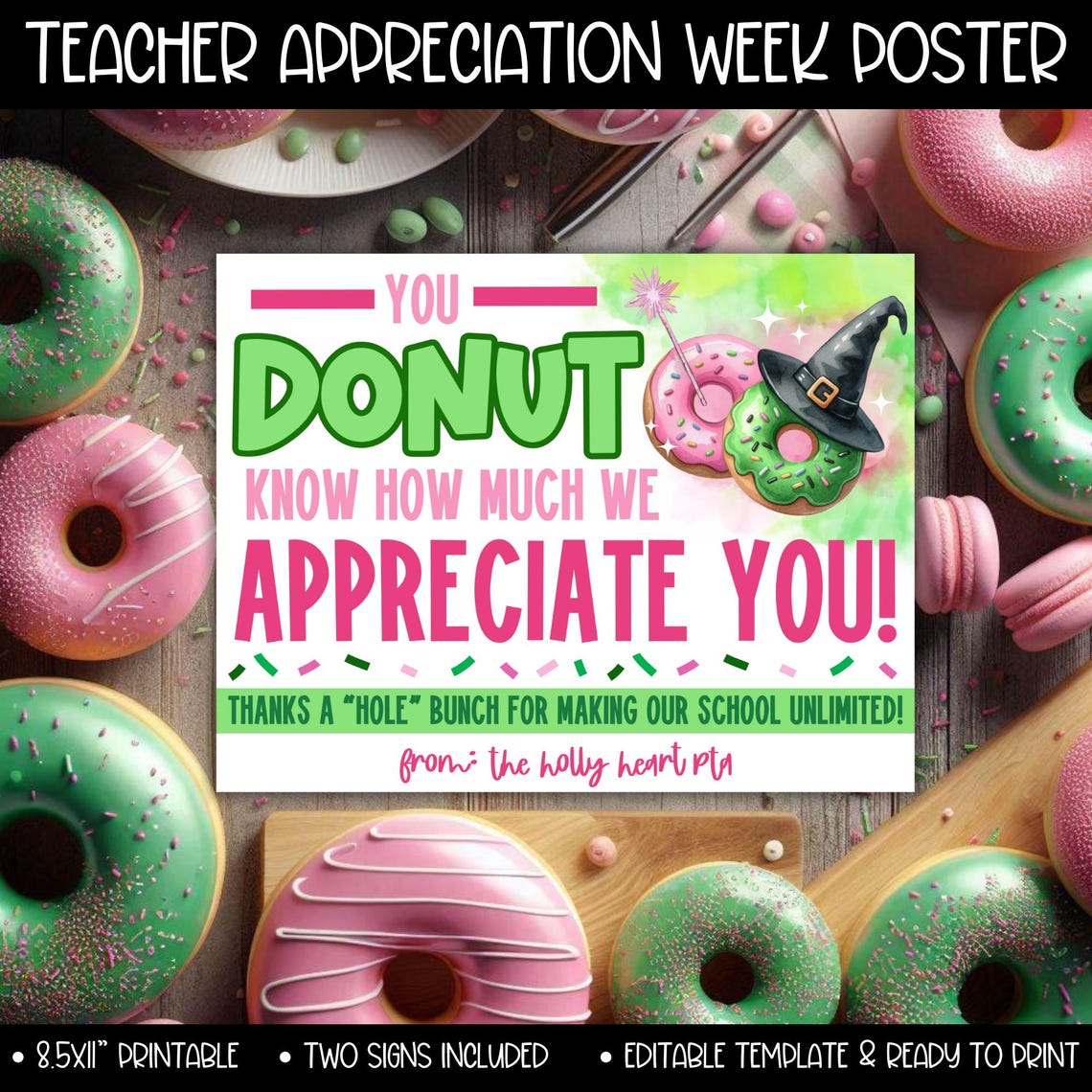 Wicked Donut Teacher Appreciation Week Theme Poster Sign, Doughnut Oz ...