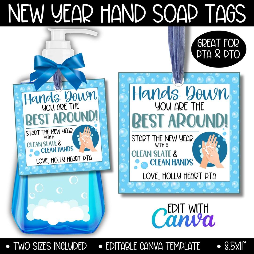 PTA PTO Hand Soap Gift Tag January New Year Teacher Staff Principal ...