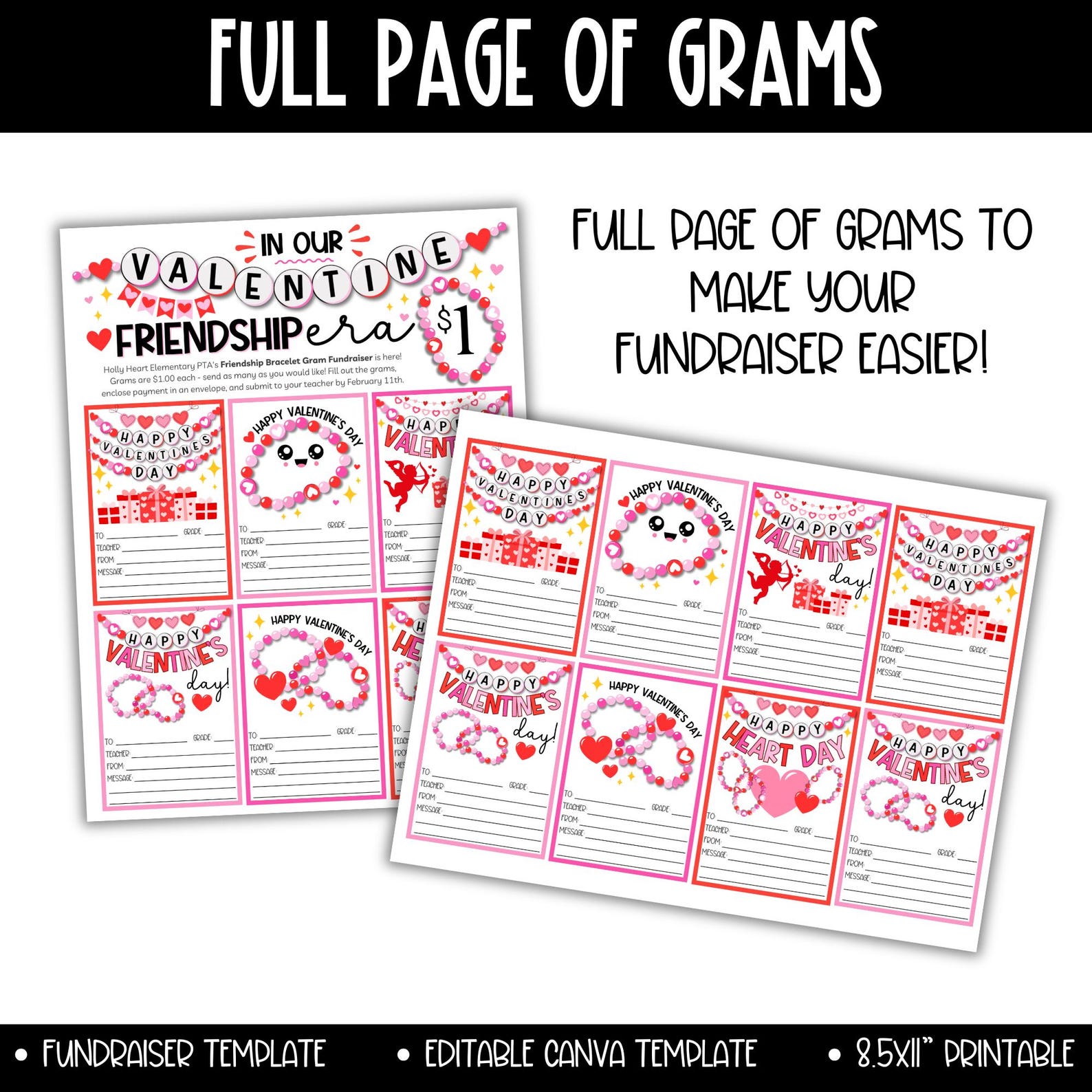 Valentine's Day Friendship Bracelet Grams Fundraiser Flyer Template ...