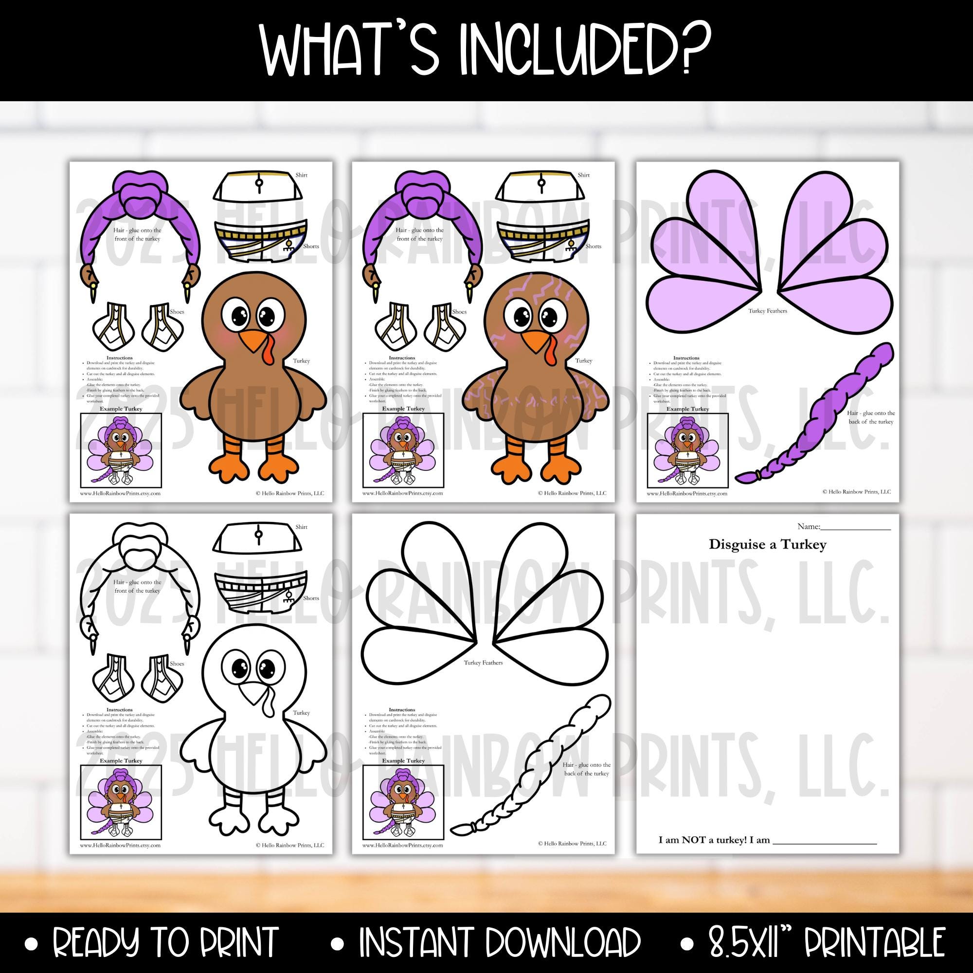 Disguise the Turkey Kpop Hunter Printable Craft Kit, Rumi Coloring ...