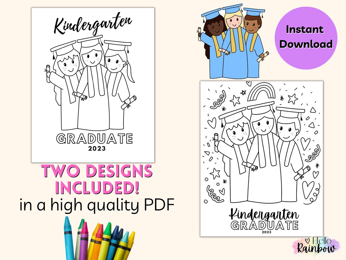 Kindergarten Graduation Coloring Pages Kindergarten Diploma - Etsy