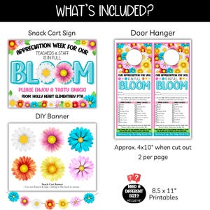 Bloom Flower Teacher Staff Appreciation Week Snack Sunshine Cart Sign ...