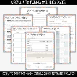 EDITABLE PTA President Planner, PTA Binder Template Bundle, Pta ...