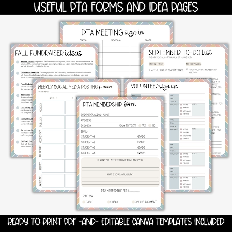 EDITABLE PTA President Planner, PTA Binder Template Bundle, Pta ...