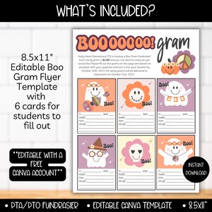 Halloween Boo Candy Gram Fundraiser Flyer Tags, Boo Bag PTA PTO Flyers ...