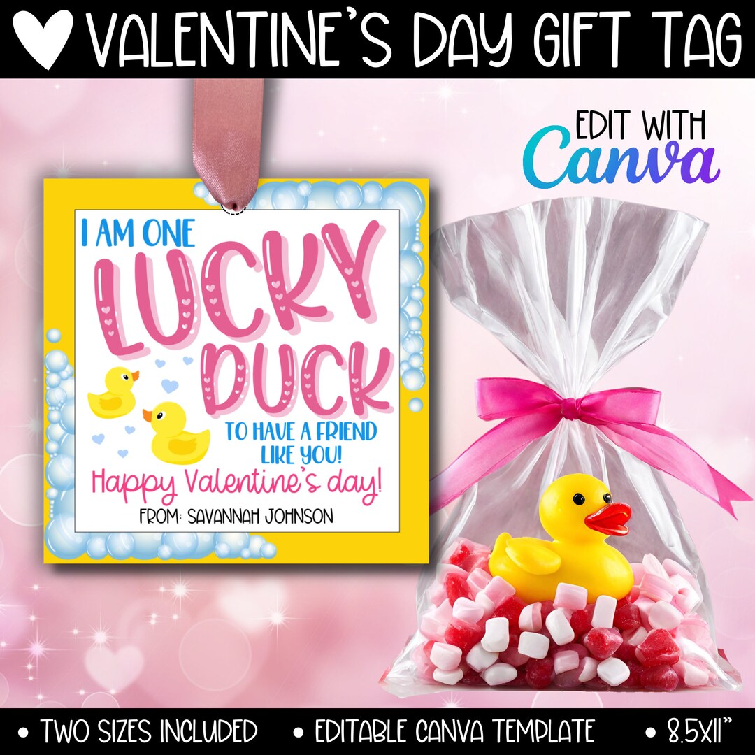 Valentine's Day Lucky Rubber Duck Non Candy Valentines Treat Goodie Bag ...