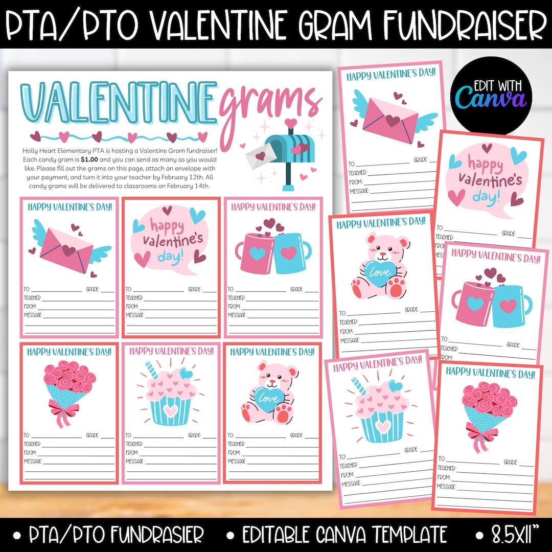 Valentine's Day Fundraiser Flyer Forms Tag Template PTA PTO Fundraising ...