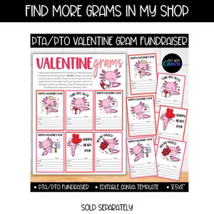 Valentine's Day Axolotl Candy Lollipop Gram Tag Printable PTA PTO ...