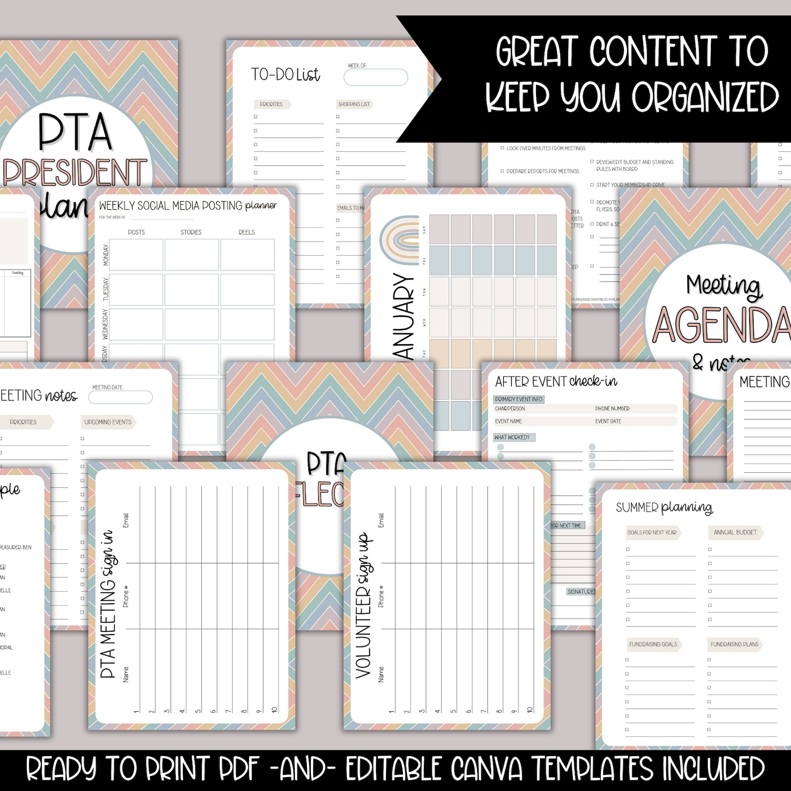 EDITABLE PTA President Planner, PTA Binder Template Bundle, Pta ...