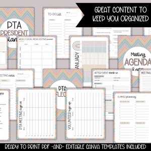 EDITABLE PTA President Planner, PTA Binder Template Bundle, Pta ...