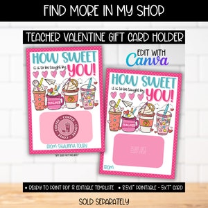 Teacher Valentine's Day Gift Card Holder Coffee Starbucks Amazon Target ...