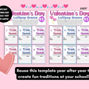 PTA PTO Valentine's Day Candy Gram School Fundraiser Flyer Template ...