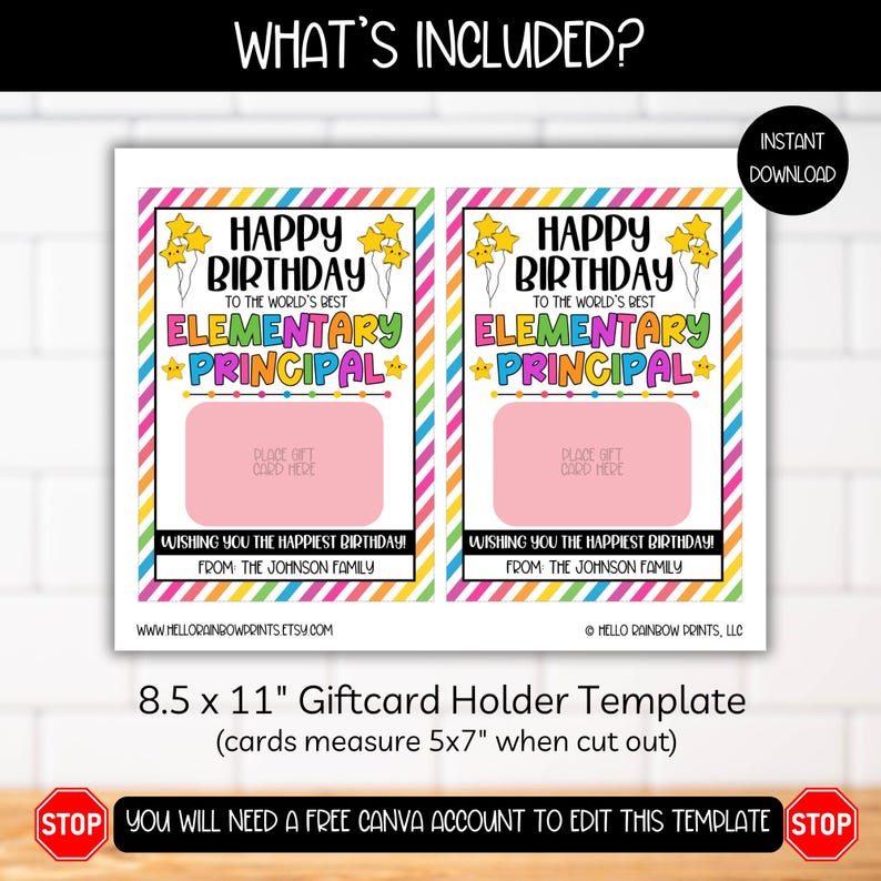 Best Elementary Principal Birthday Day Gift Card Holder, Principal Bday ...