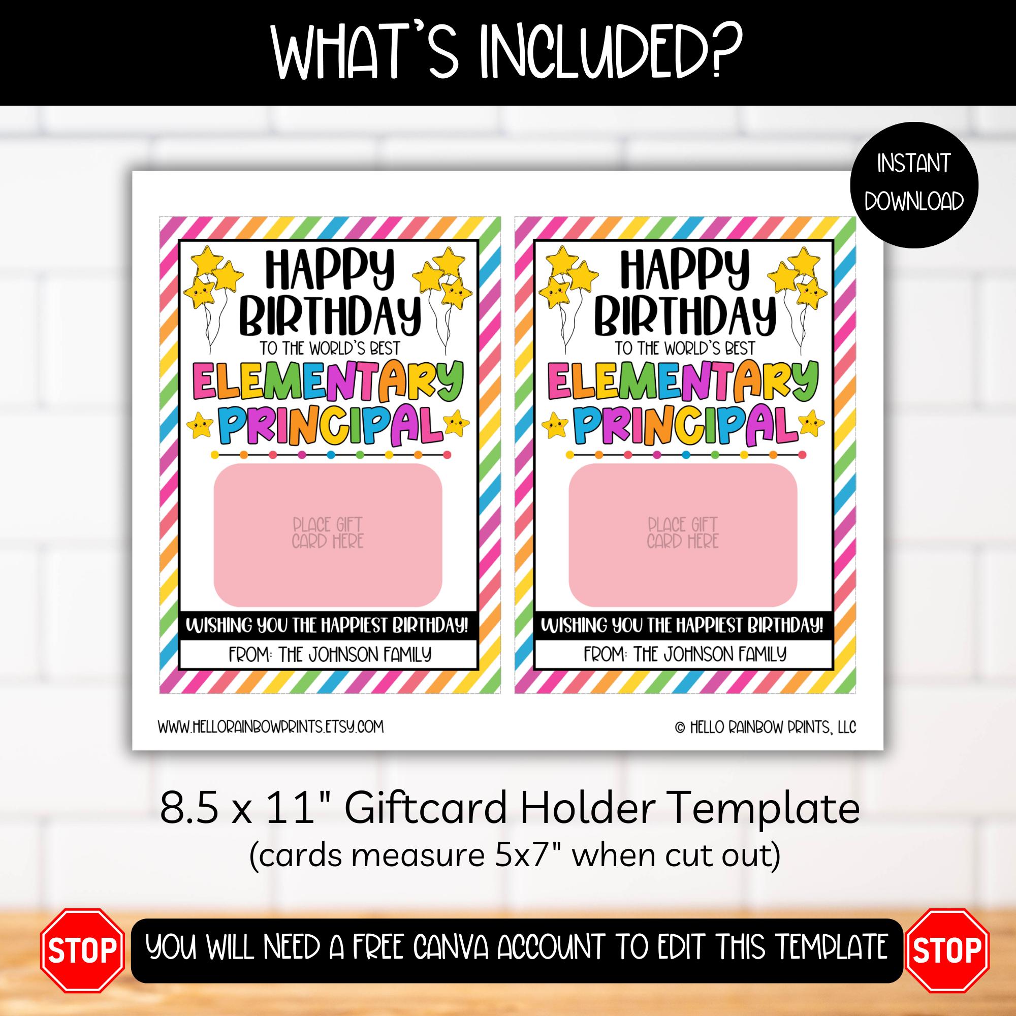 Best Elementary Principal Birthday Day Gift Card Holder, Principal Bday ...