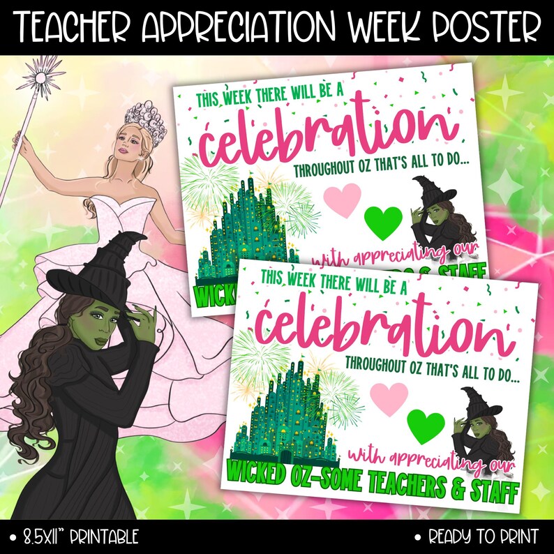 Wicked Teacher Appreciation Week Theme Poster Sign, Wizard of Oz Staff ...