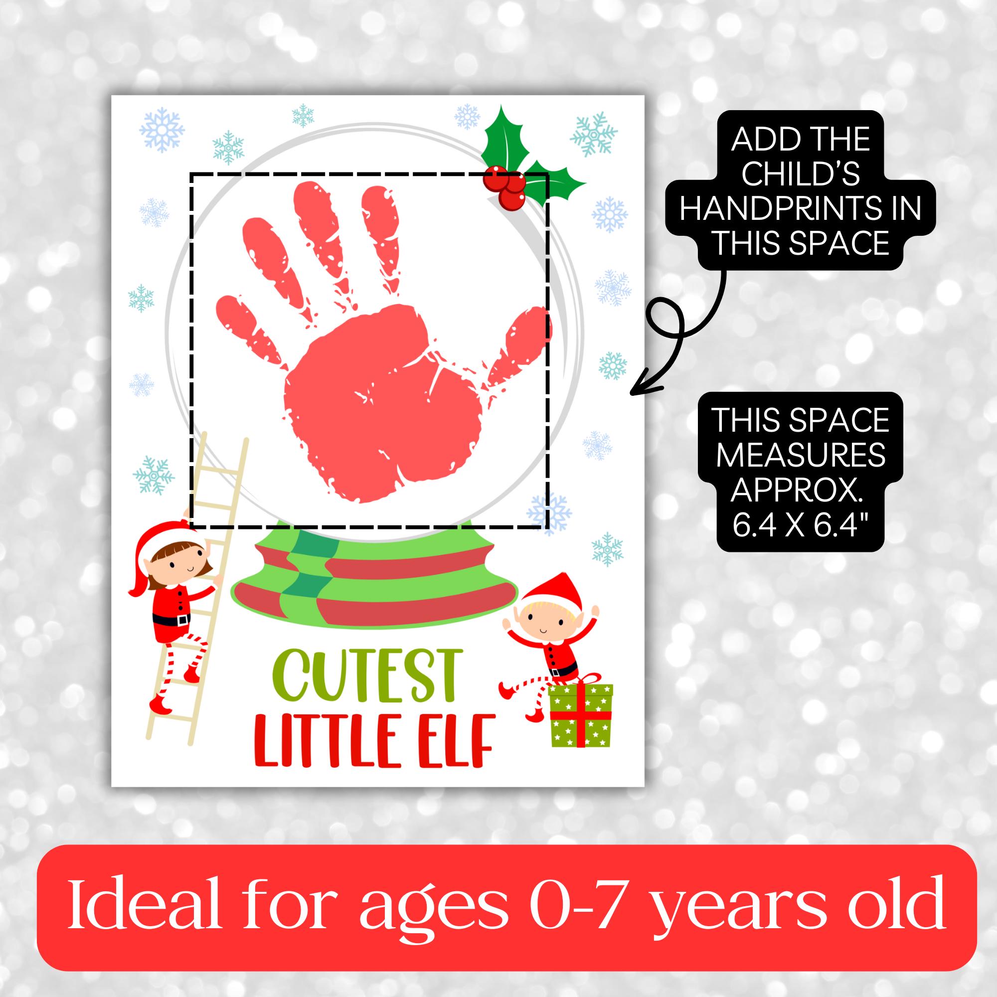Christmas Snowglobe Elf Handprint Art Craft, Holiday Preschool Toddler ...